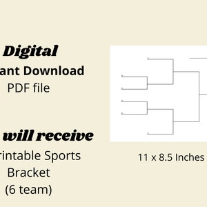 6-team Tournament Bracket, Printable Sports Pool (PDF) - Etsy