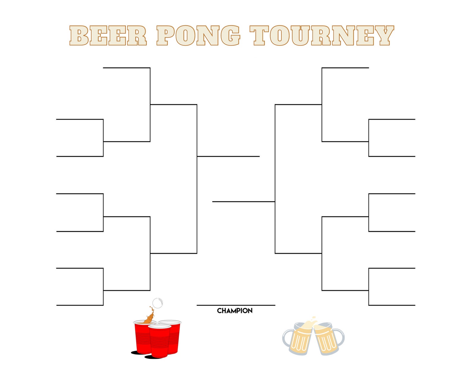 12 or 14 Team Beer Pong Tournament Bracket, Instant Download, Printable ...