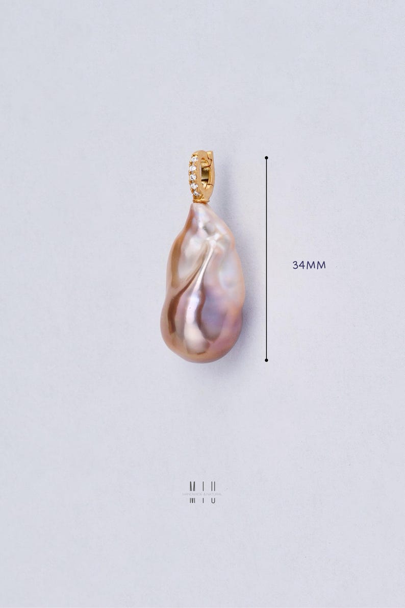 26MM Iridescent Large Baroque Pearl Fireball Pendant • S925 Natural ...