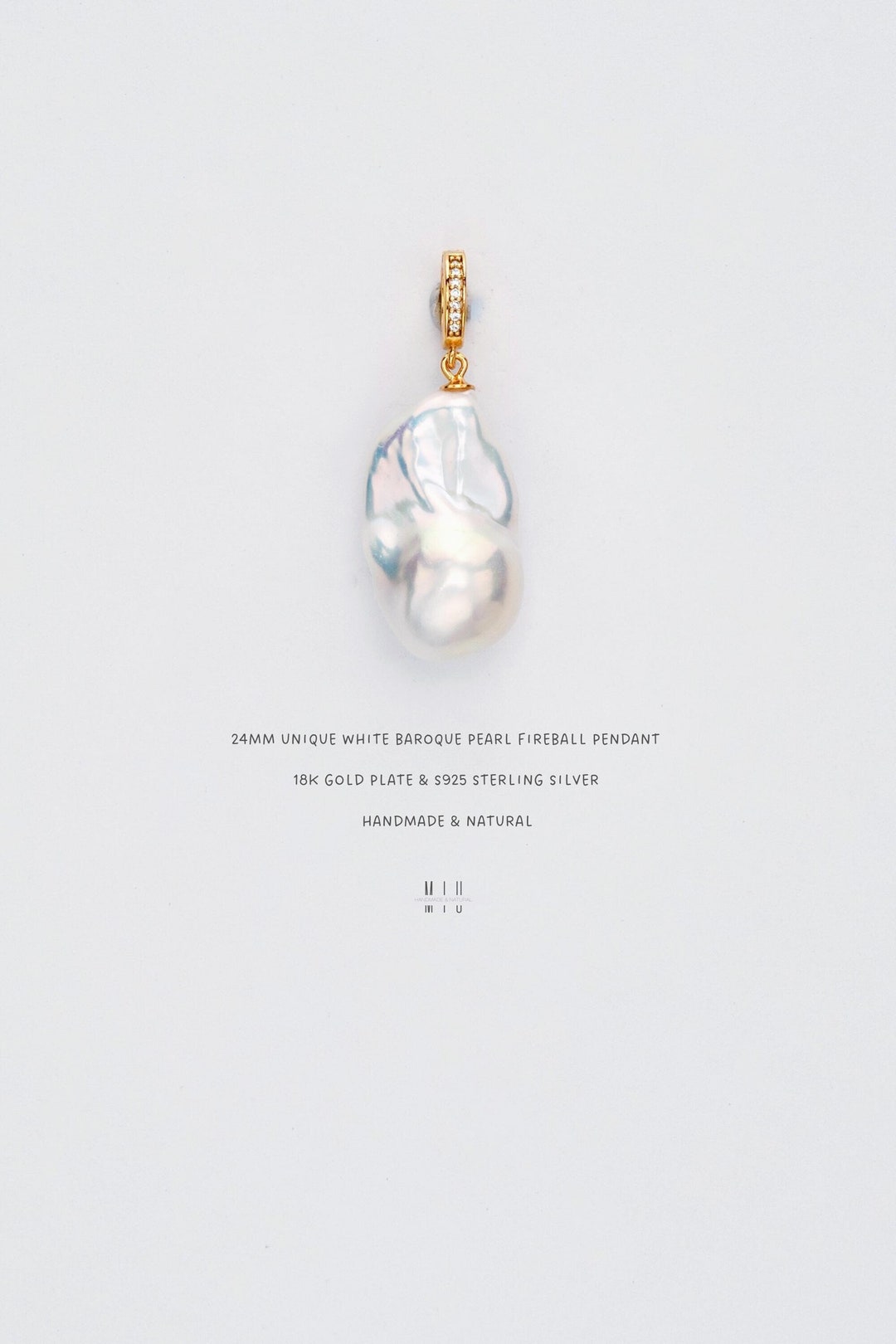 24MM Baroque Fireball Pearl Pendant: Iridescent S925 Silver - Etsy