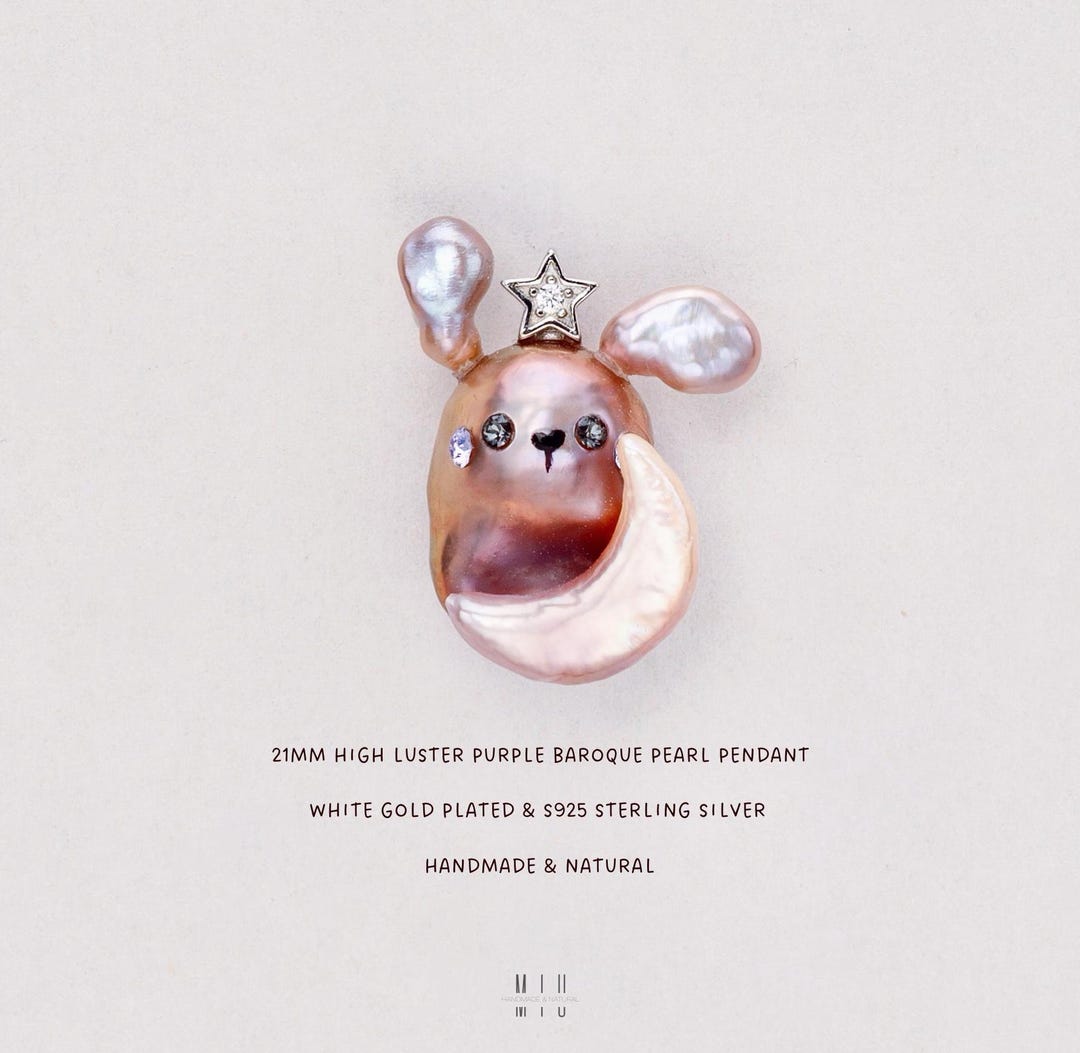 Handmade Baroque Pearl Animal Pendant: Gold-plated Sterling Silver ...