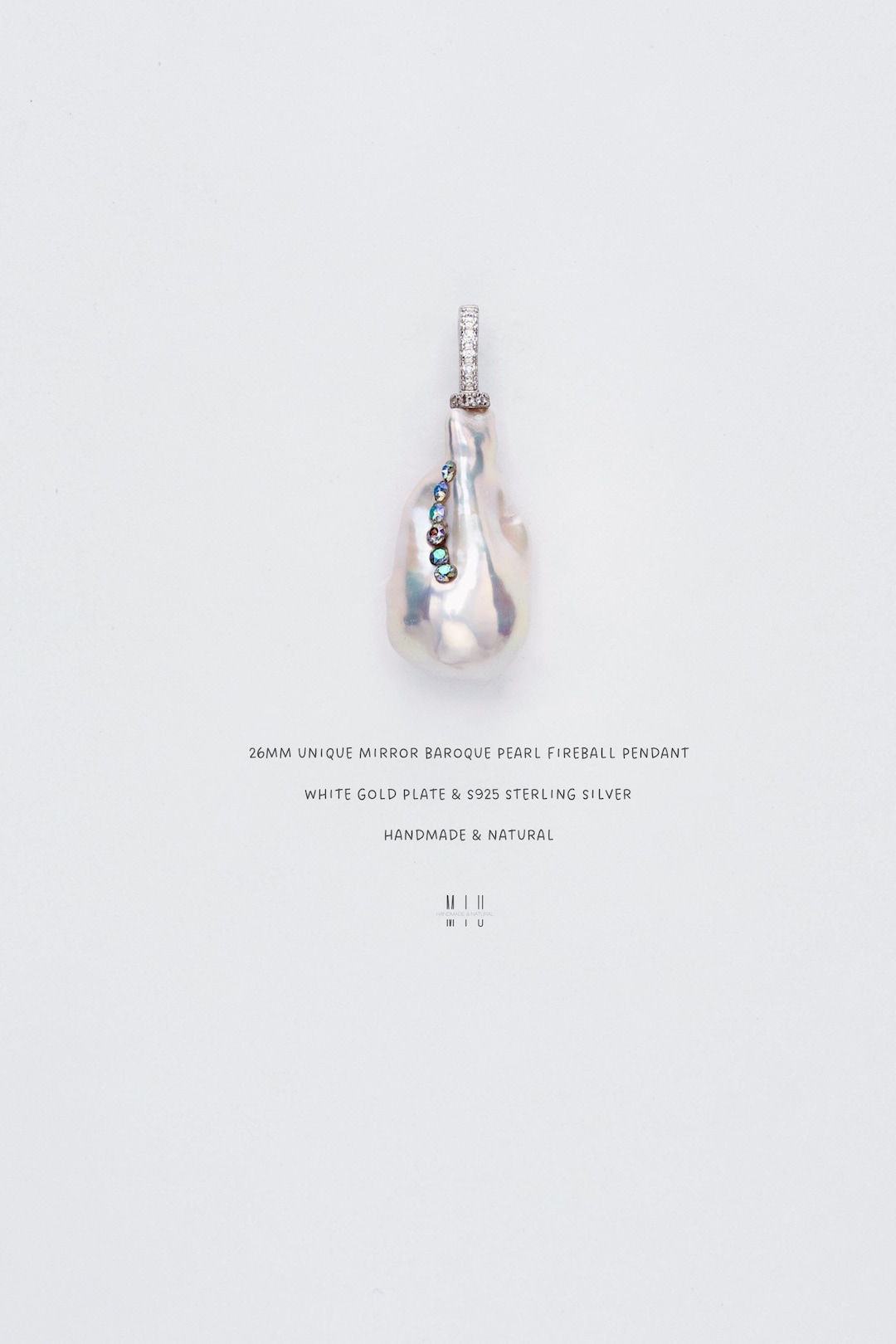 26MM Aurora Mirror Baroque Pearl Fireball Pendant • Natural Irregular ...