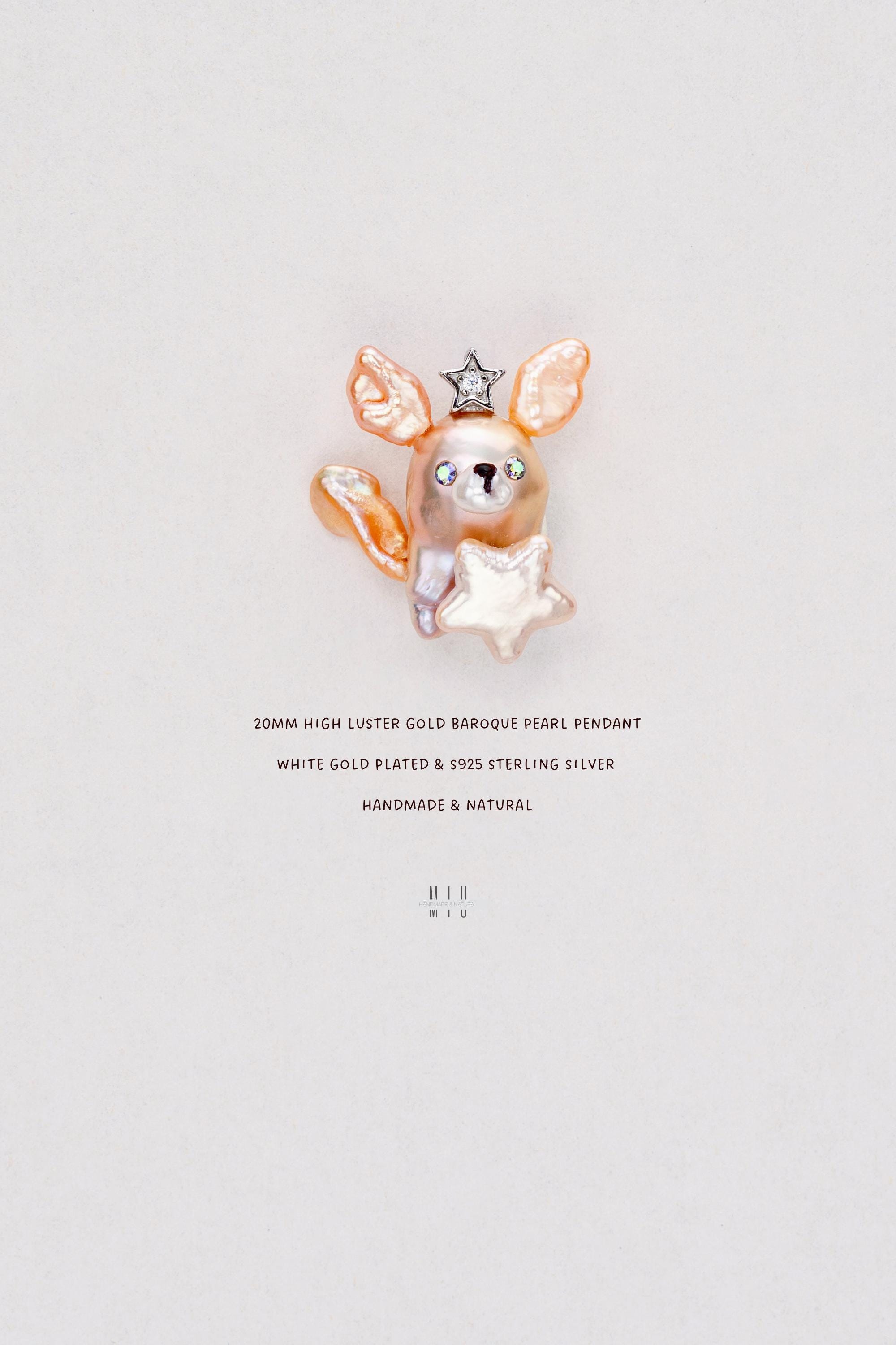 Handmade Baroque Pearl Animal Pendant: Gold-plated Sterling Silver ...