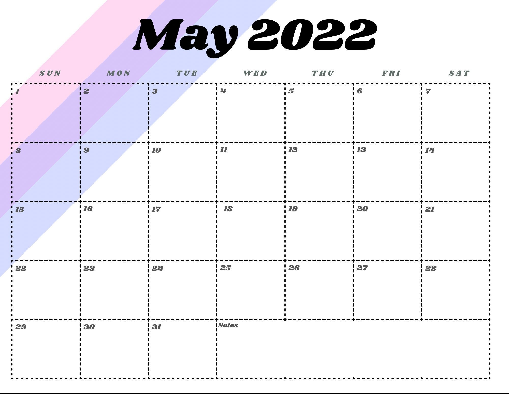 May 2022 Calendar With Holidays Printable