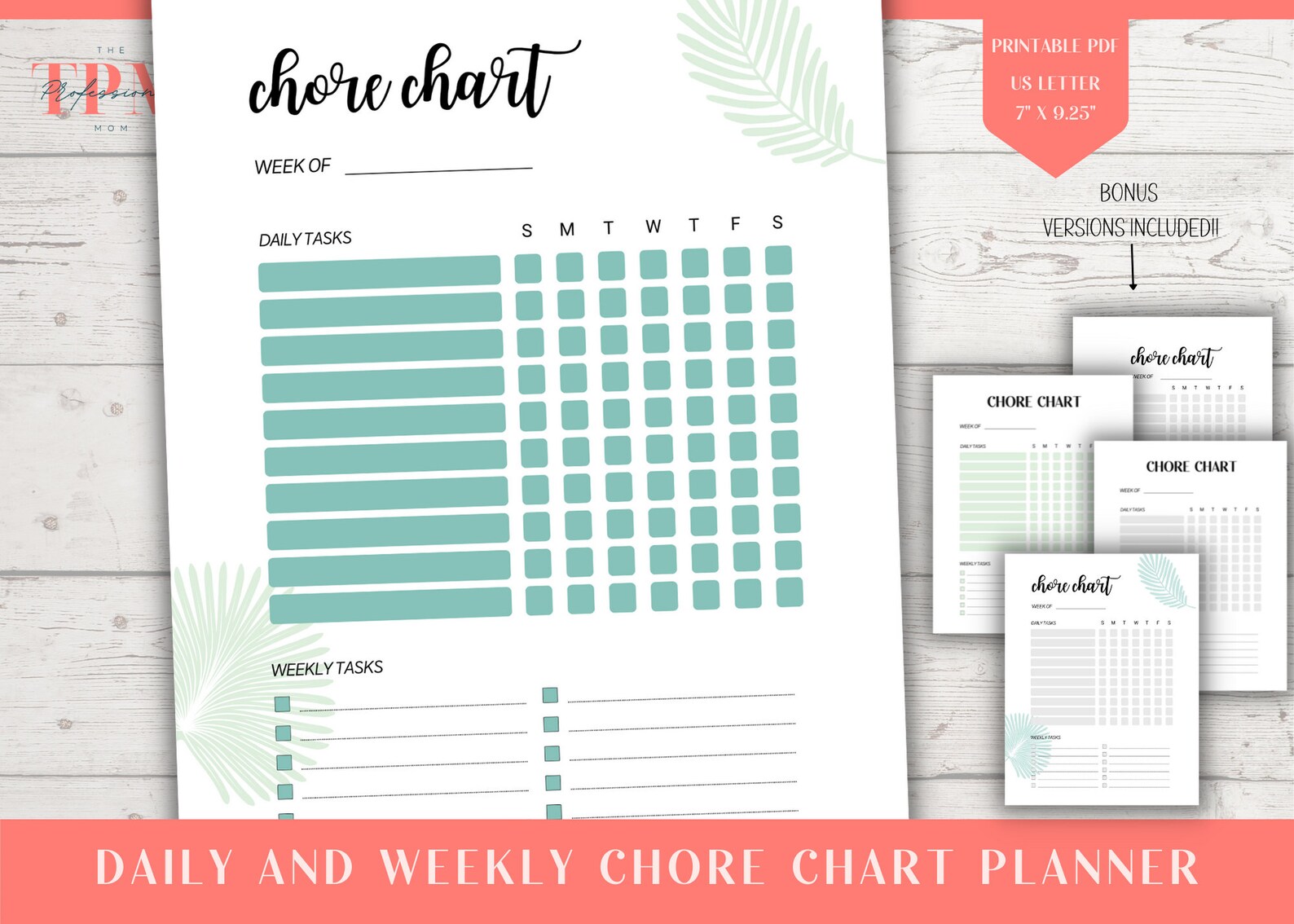 Adult Chore Chart Printable PDF Daily Weekly Chore Chart for - Etsy