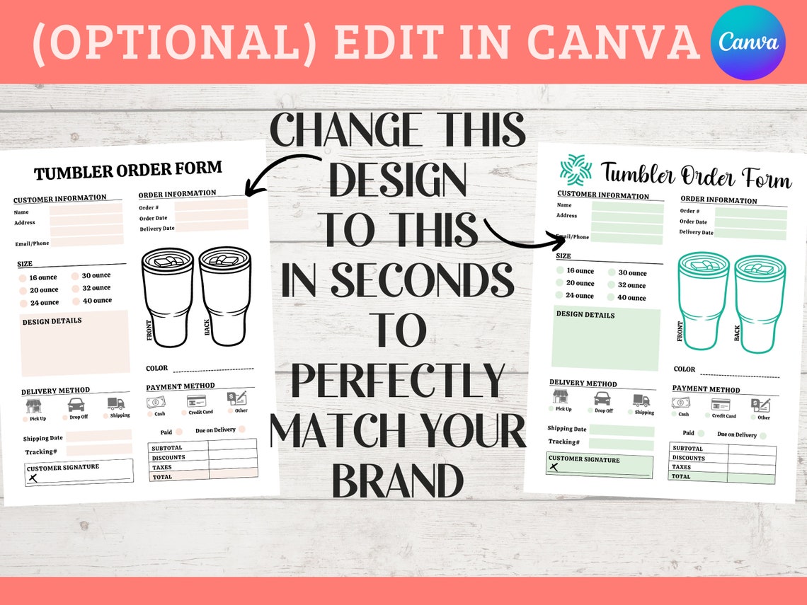 Handmade Seller Order Form Bundle, Editable Custom Craft Show Order ...