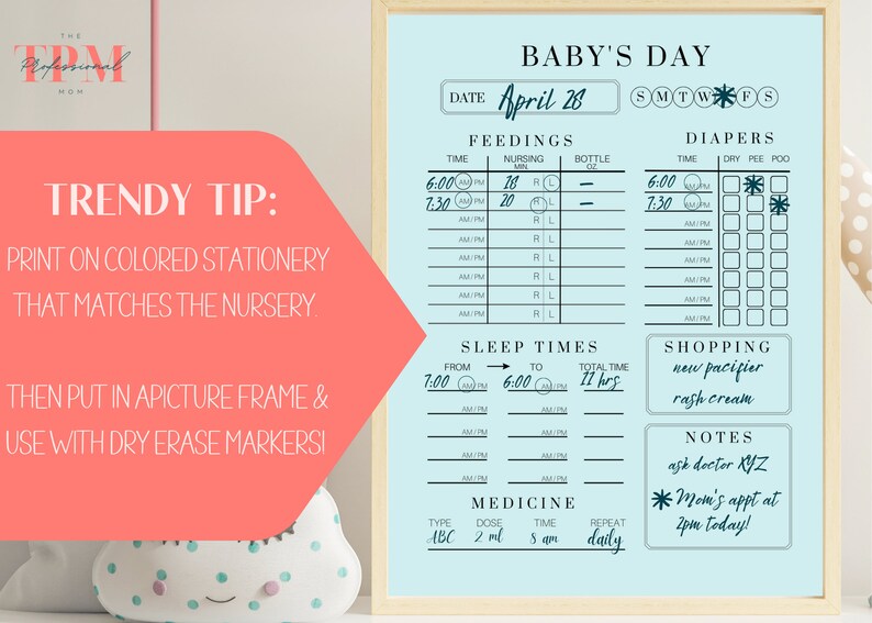 Baby Log Printable, Newborn Feeding and Diaper Tracker, Sleep Schedule ...
