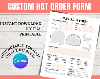 Editable Wholesale Custom Hat Order Form - Etsy