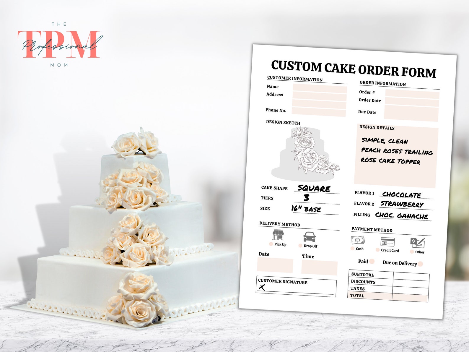 Wedding Cake Order Form Bundle, Custom Cake Order Form Template ...