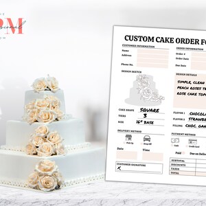 Wedding Cake Order Form Bundle, Custom Cake Order Form Template ...