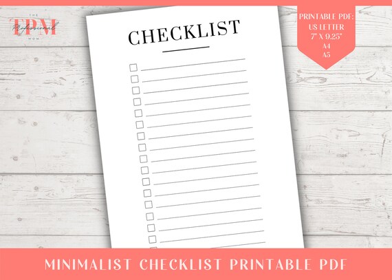 Checklist Printable Blank Template Reusable Check List Pdf - Etsy