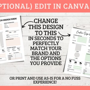 Custom Sign Order Form Editable Template, Canvas and Wood Sign Order ...