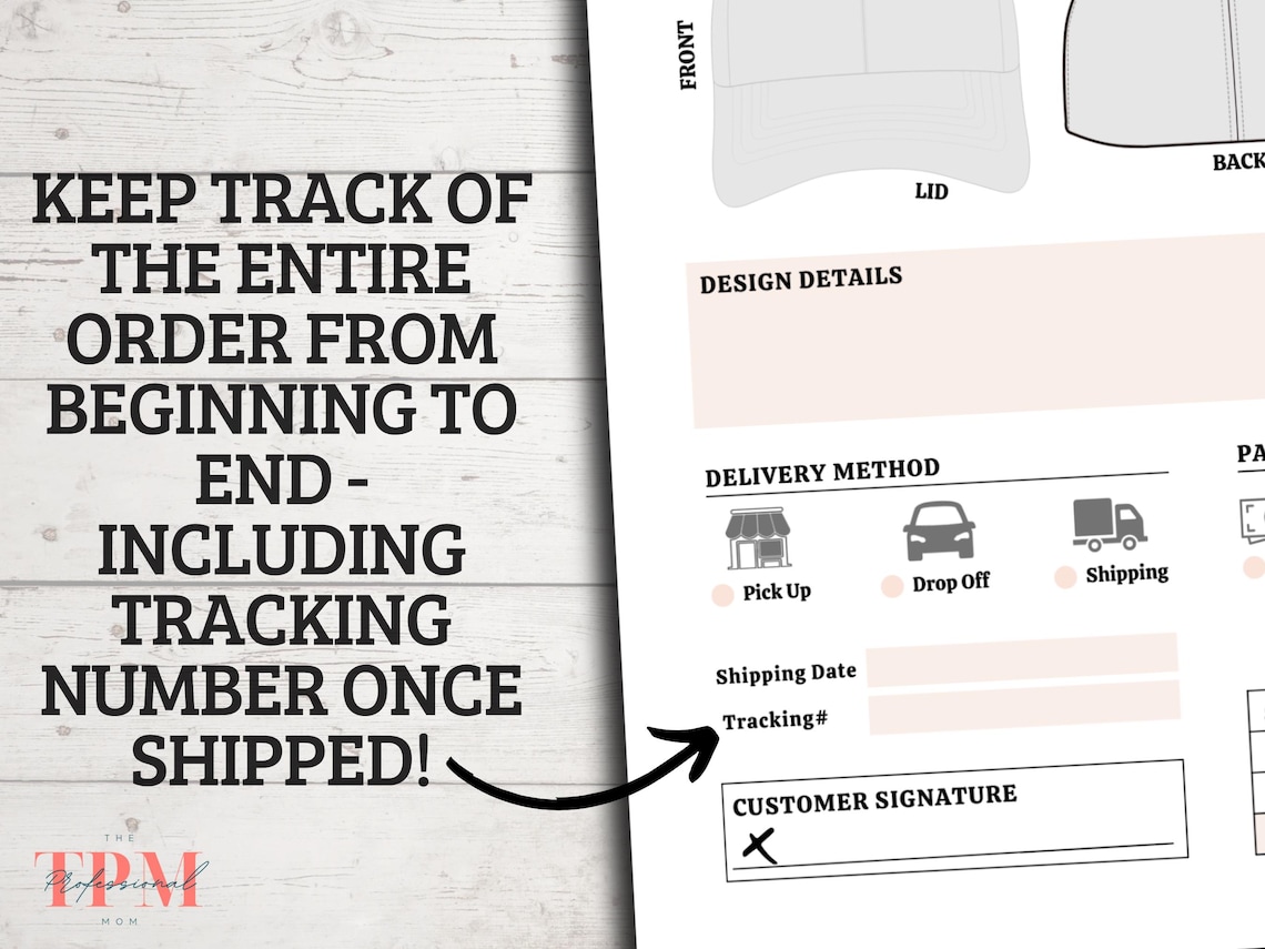 Custom Hat Order Form Editable Template, Fillable Hat Order Forms ...