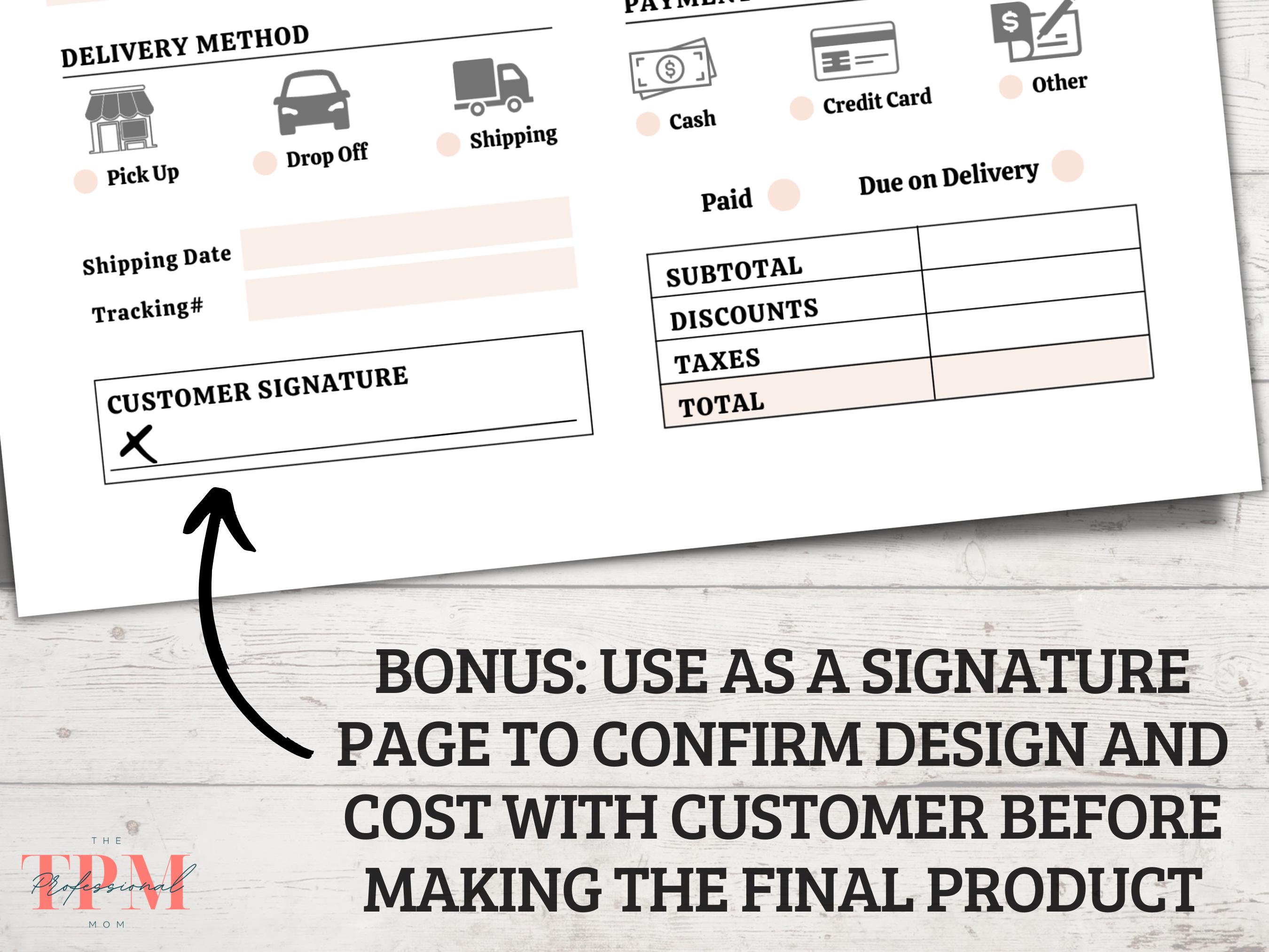 Custom Hat Order Form Editable Template, Fillable Hat Order Forms ...