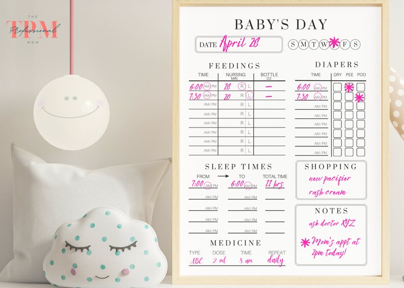 Baby Log Printable, Newborn Feeding and Diaper Tracker, Sleep Schedule ...