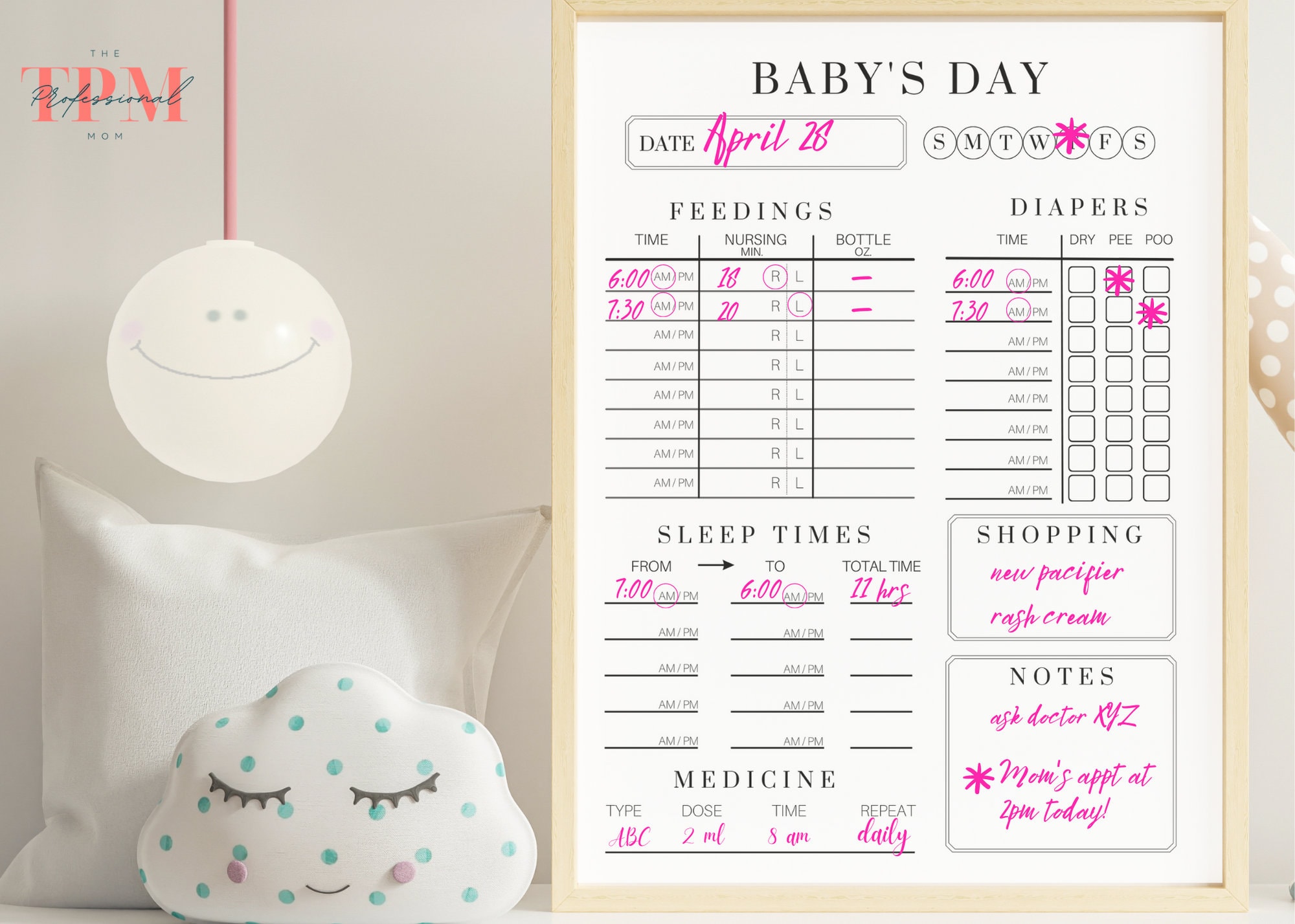 Baby Log Printable, Newborn Feeding and Diaper Tracker, Sleep Schedule ...