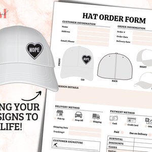 Custom Hat Order Form Editable Template, Fillable Hat Order Forms ...