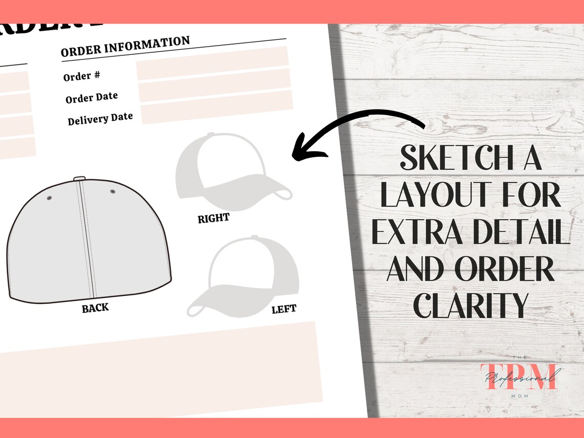 Custom Hat Order Form Editable Template, Hat Order Forms for Vinyl ...