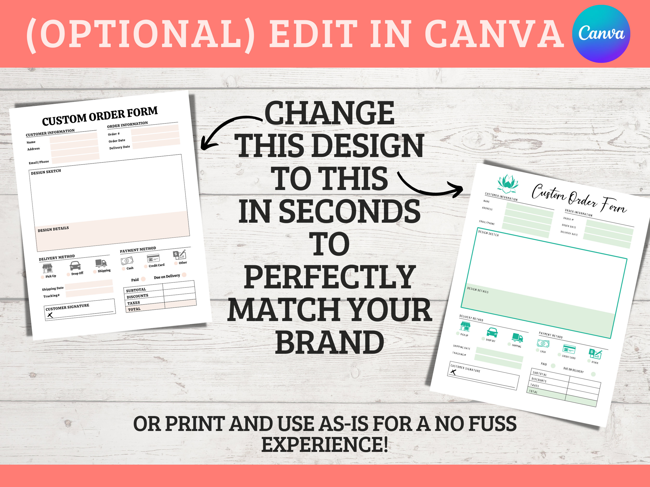 Custom Order Form Editable Template, Handmade Seller Order Forms, Canva ...