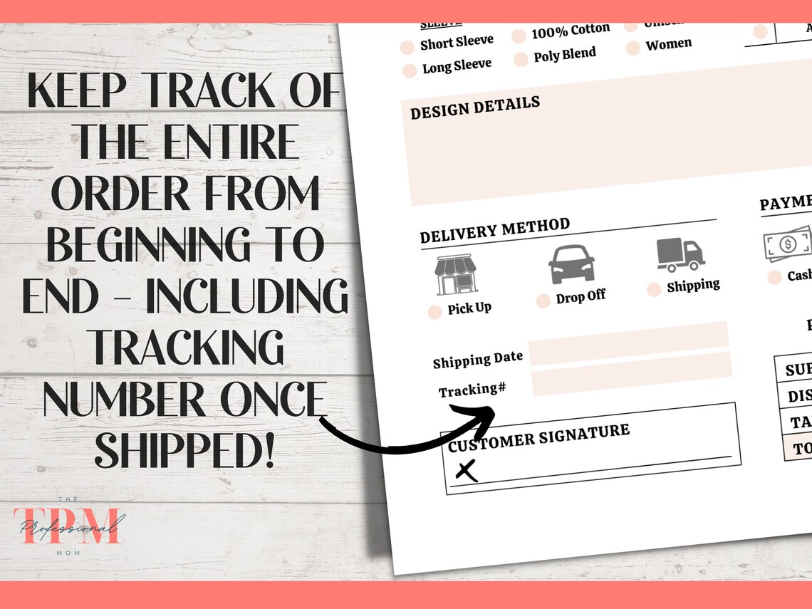 Custom Tshirt Order Form Editable Template, T-shirt Order Forms for ...