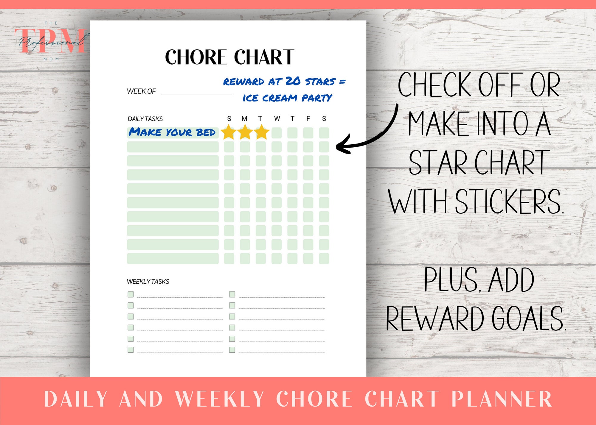 Adult Chore Chart Printable PDF, Daily Weekly Chores for Teens or Kids ...