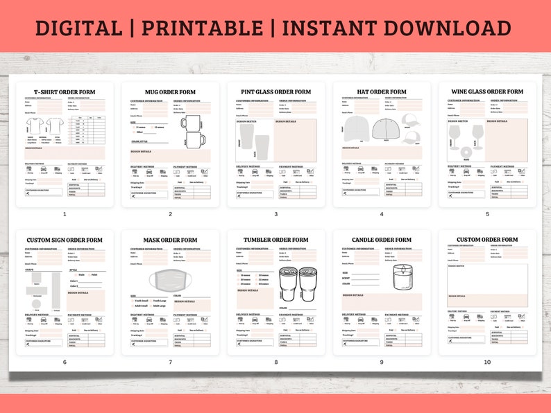 Handmade Seller Order Form Bundle, Editable Custom Craft Show Order ...