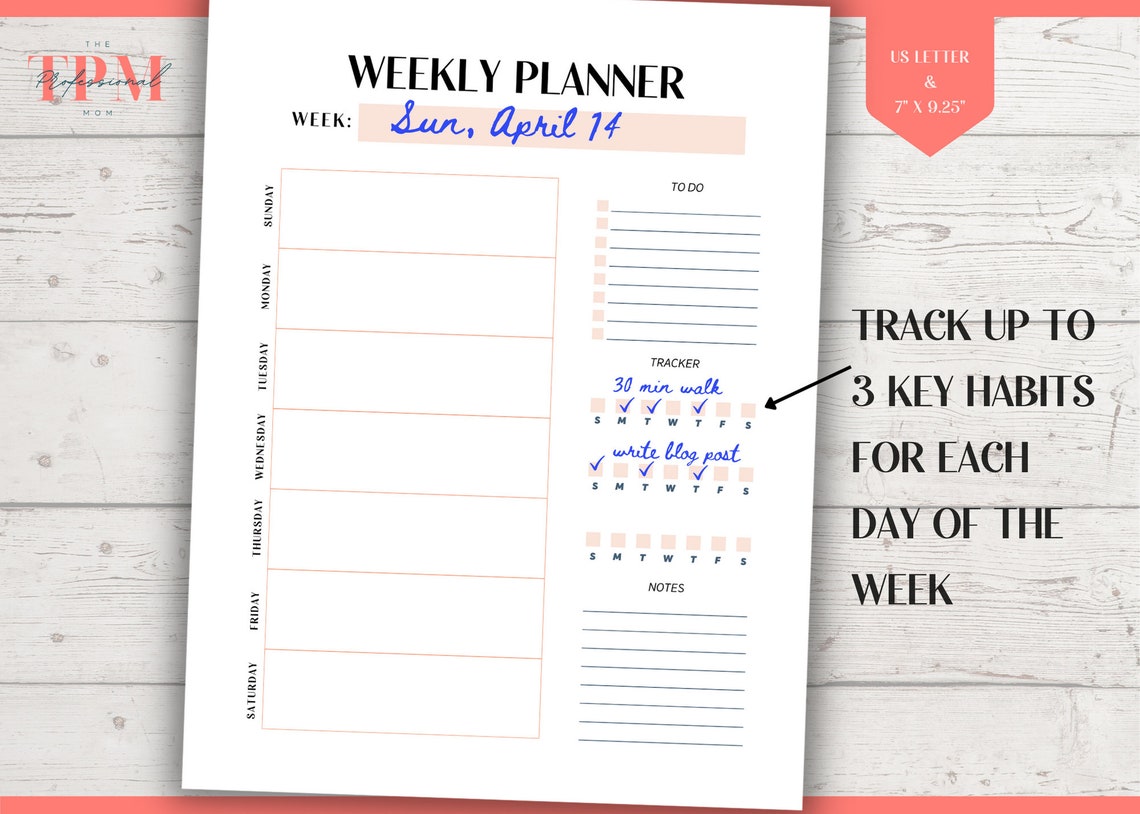 Weekly Planner Printable Bundle Blank Monthly Calendar US - Etsy