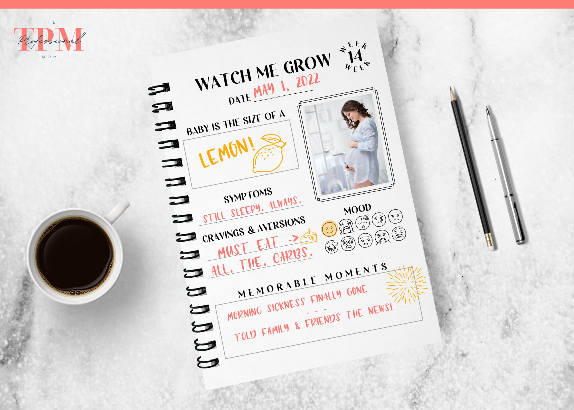 MINIMALIST PREGNANCY JOURNAL, Baby Bump Weekly Scrapbook Tracker ...