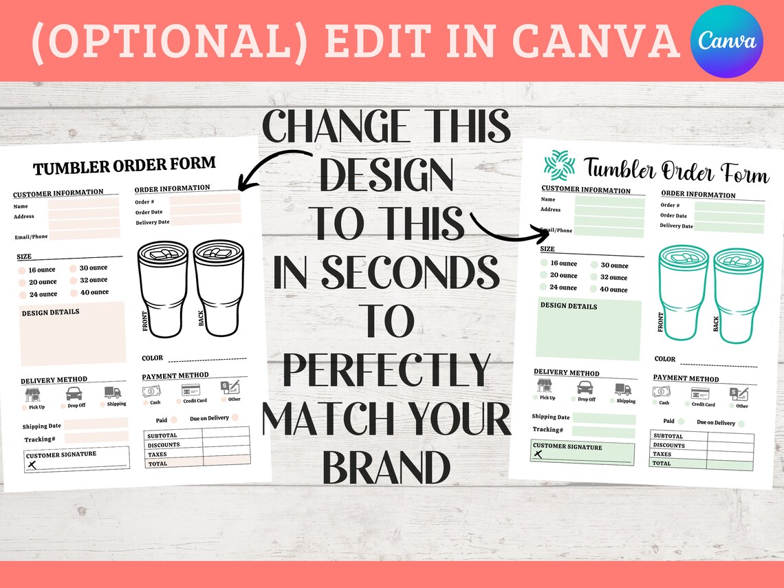 Custom Hat Order Form Editable Template, Hat Order Forms for Vinyl ...