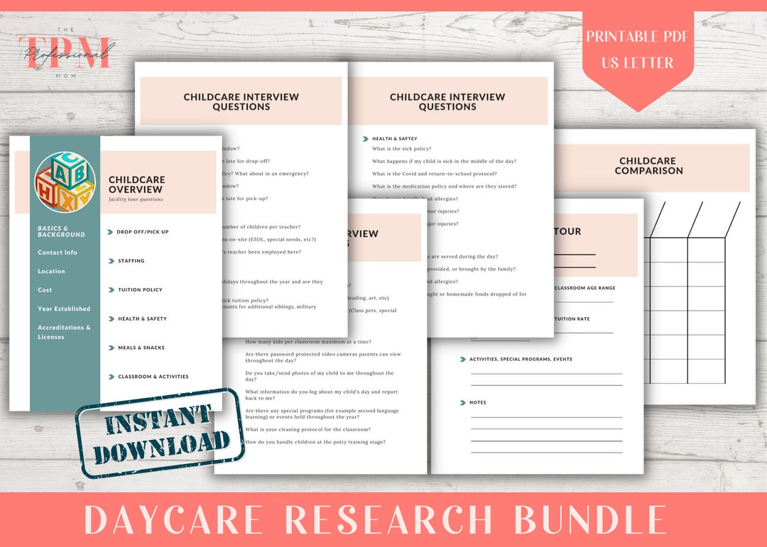 Daycare Provider Research Binder, Childcare Research Pack, Daycare ...