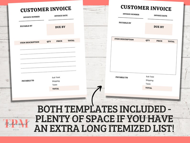 Editable Invoice Form Template for Small Business, Printable Invoice ...