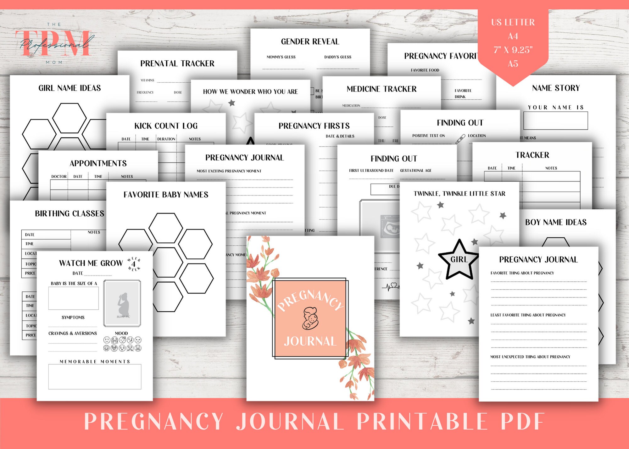 PREGNANCY JOURNAL, Digital Pregnancy Journal and Planner Printable PDF ...
