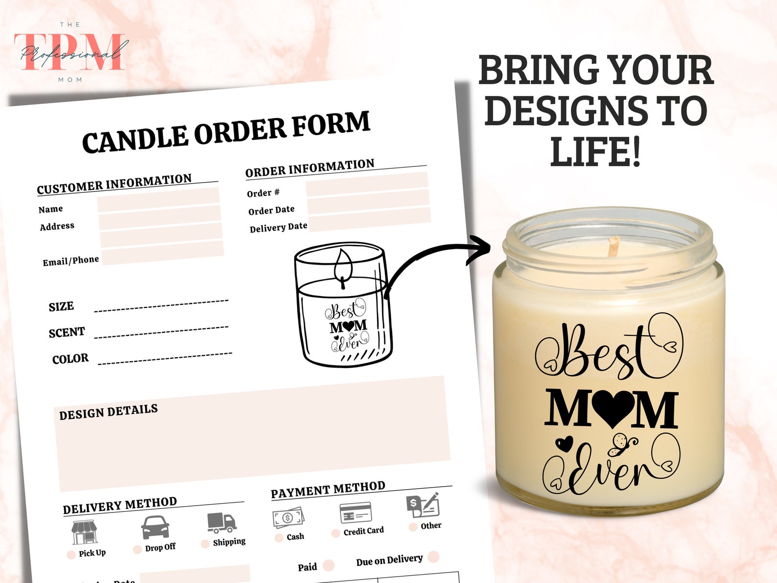 Candle Order Form Editable Template, Hand Poured Custom Candle Seller ...
