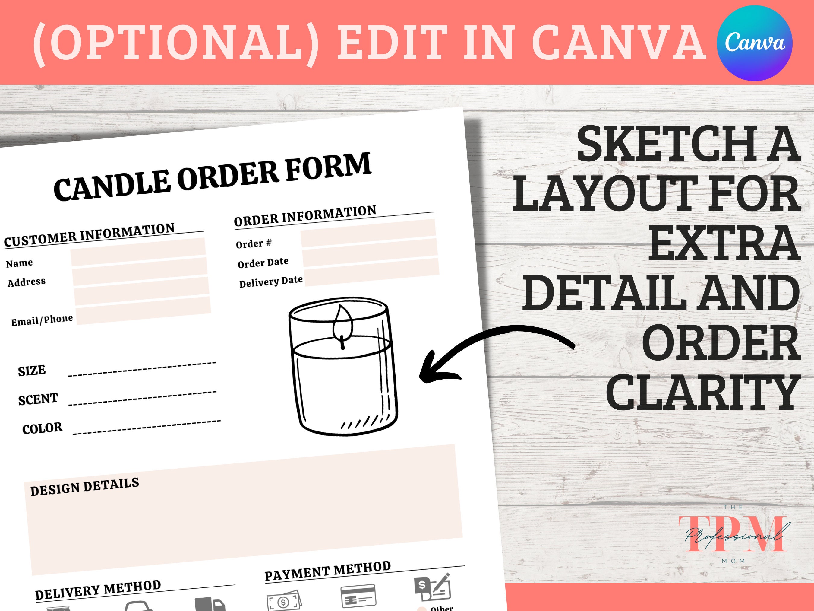 Candle Order Form Editable Template, Hand Poured Custom Candle Seller ...