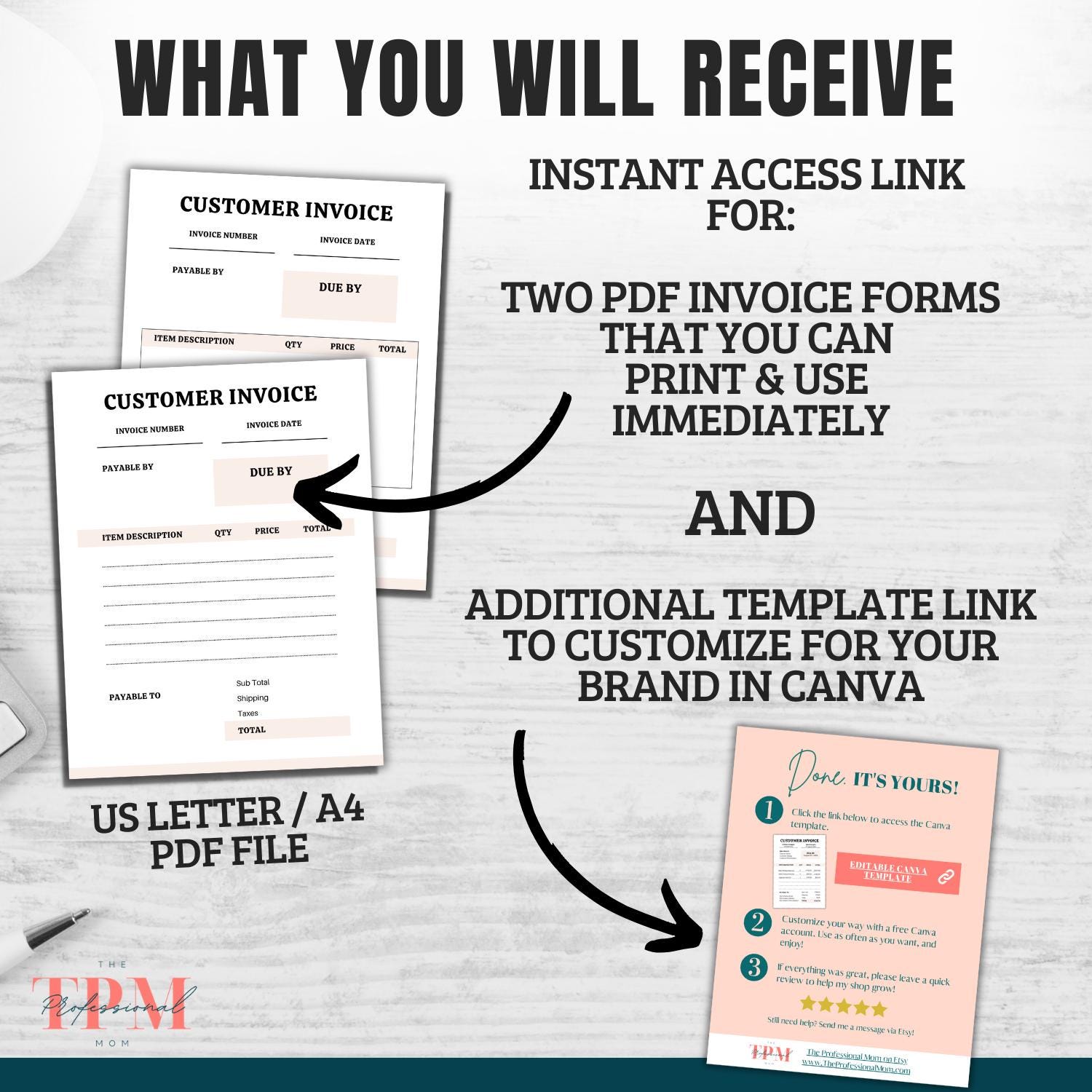 Editable Invoice Form, Order Invoice Template for Small Business ...