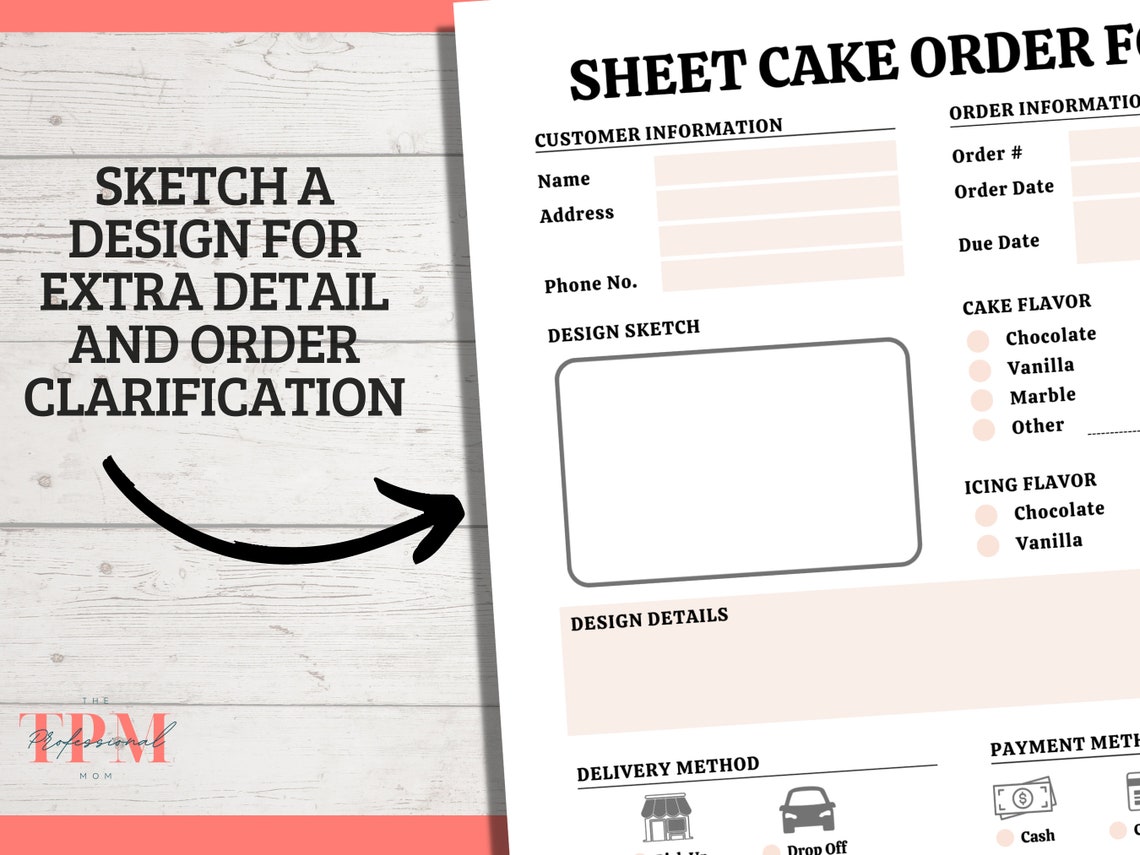 Wedding Cake Order Form Bundle, Custom Cake Order Form Template ...