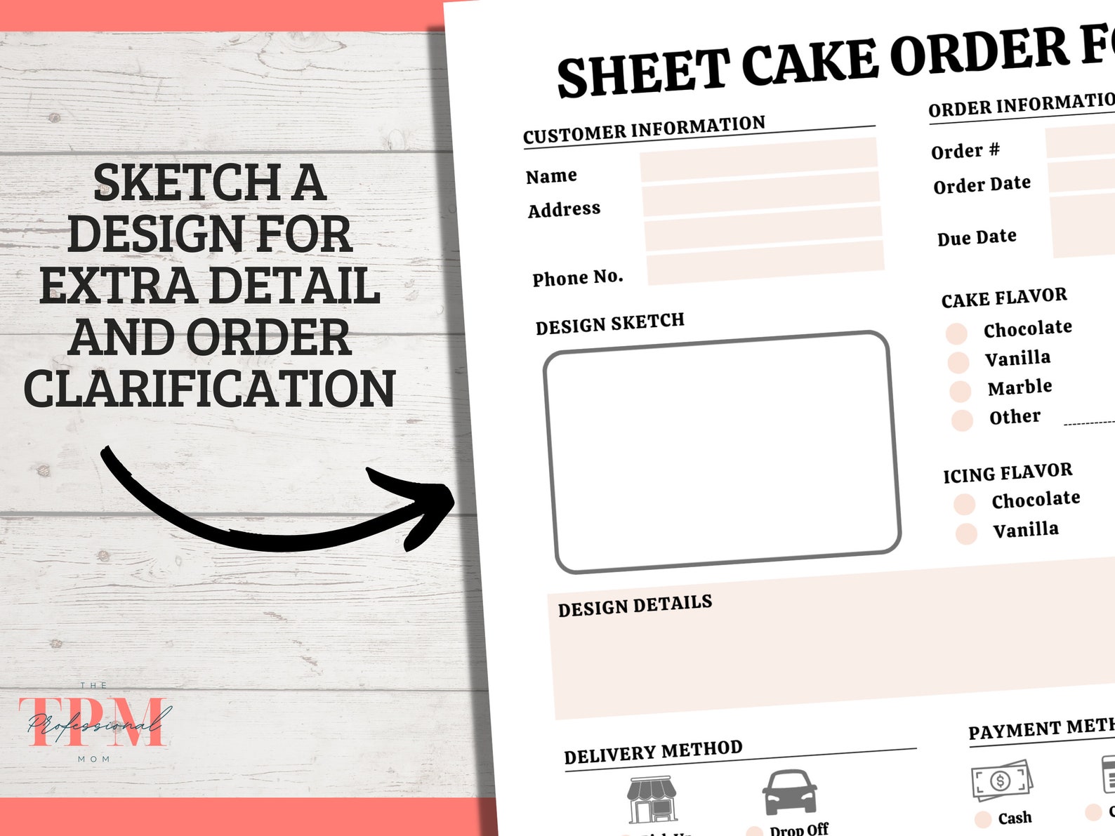 Wedding Cake Order Form Bundle, Custom Cake Order Form Template ...