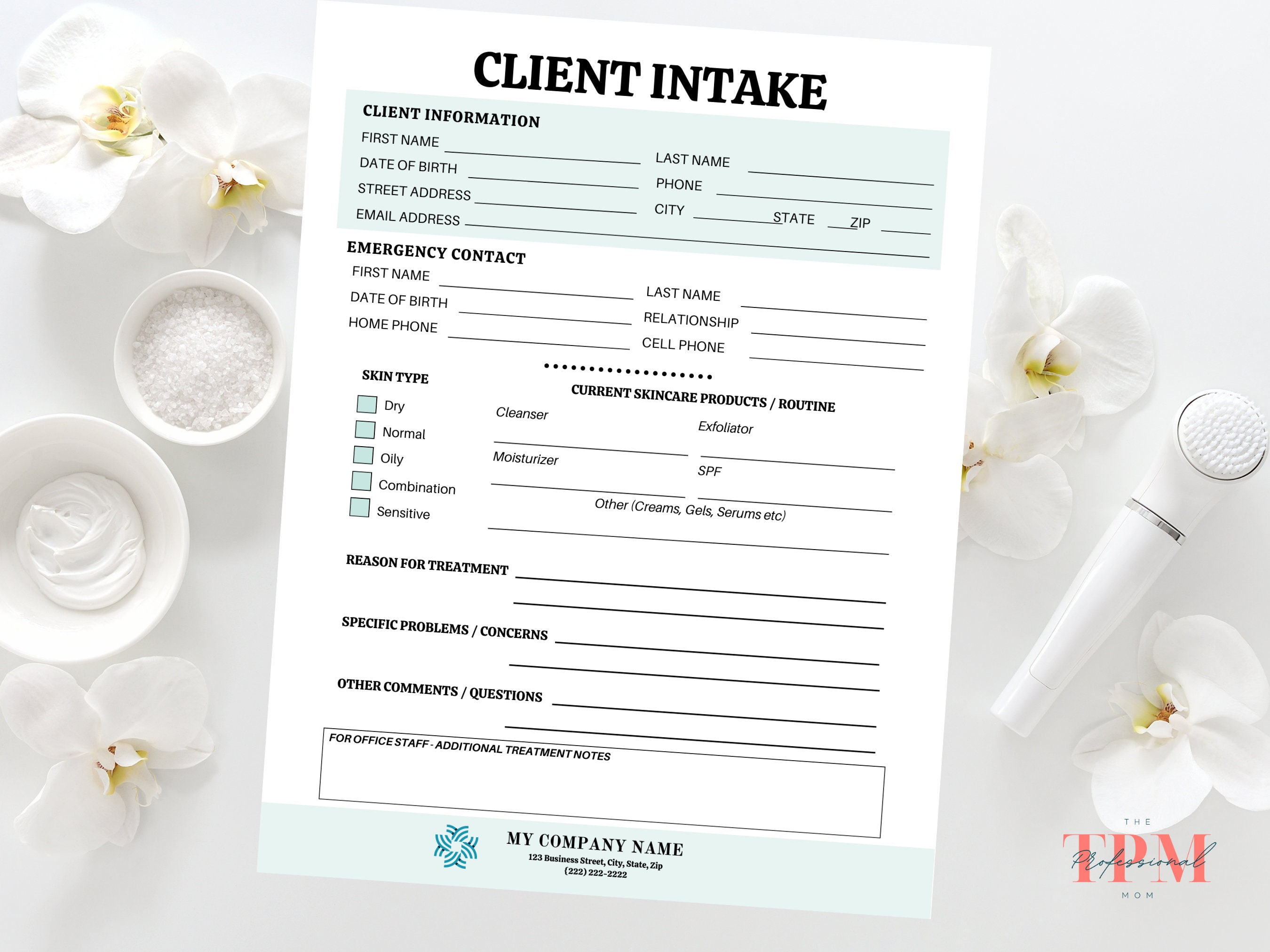 Esthetician Client Intake Form, Editable Template for Skincare Spa ...