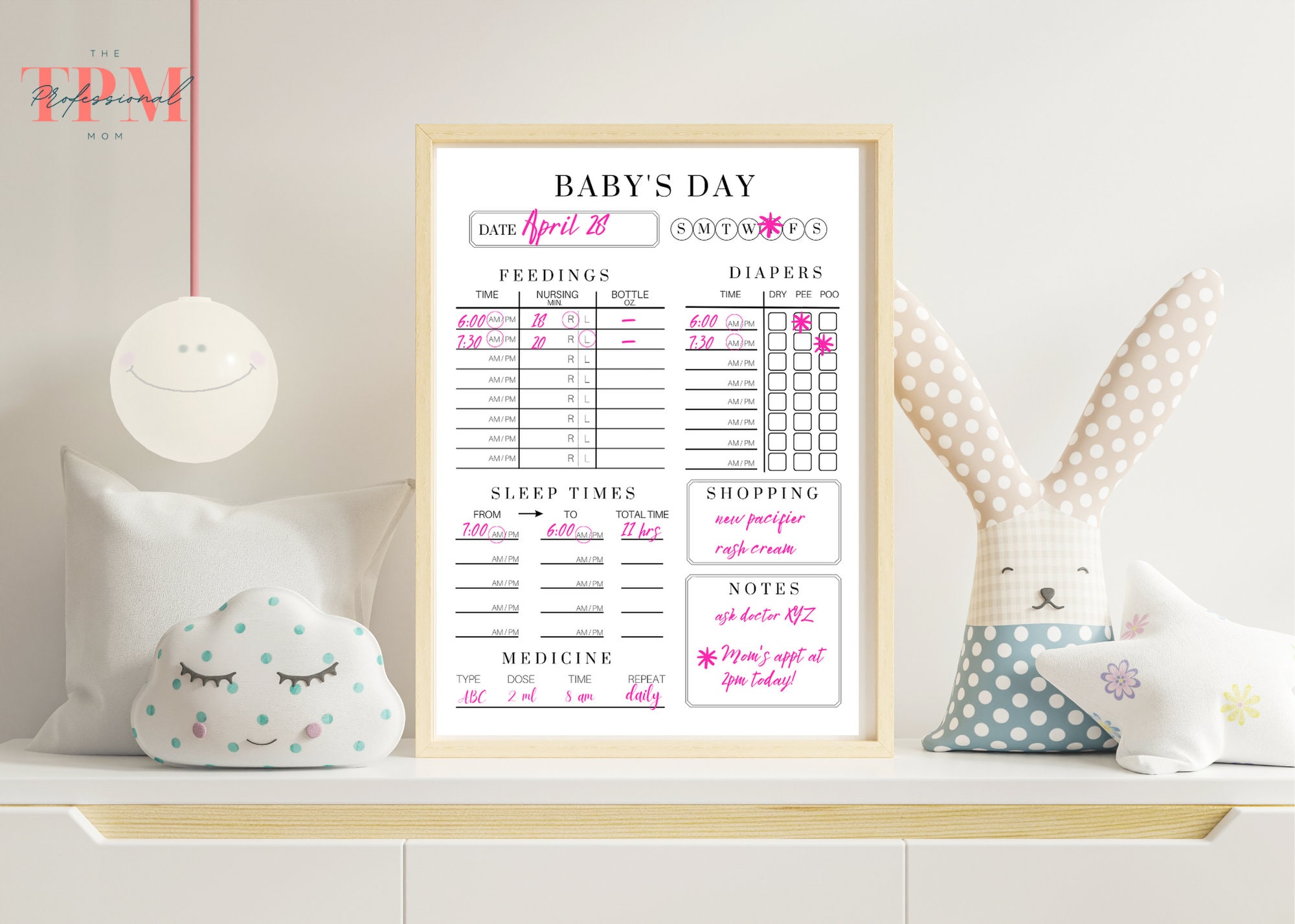 Baby Log Printable, Newborn Feeding and Diaper Tracker, Sleep Schedule ...