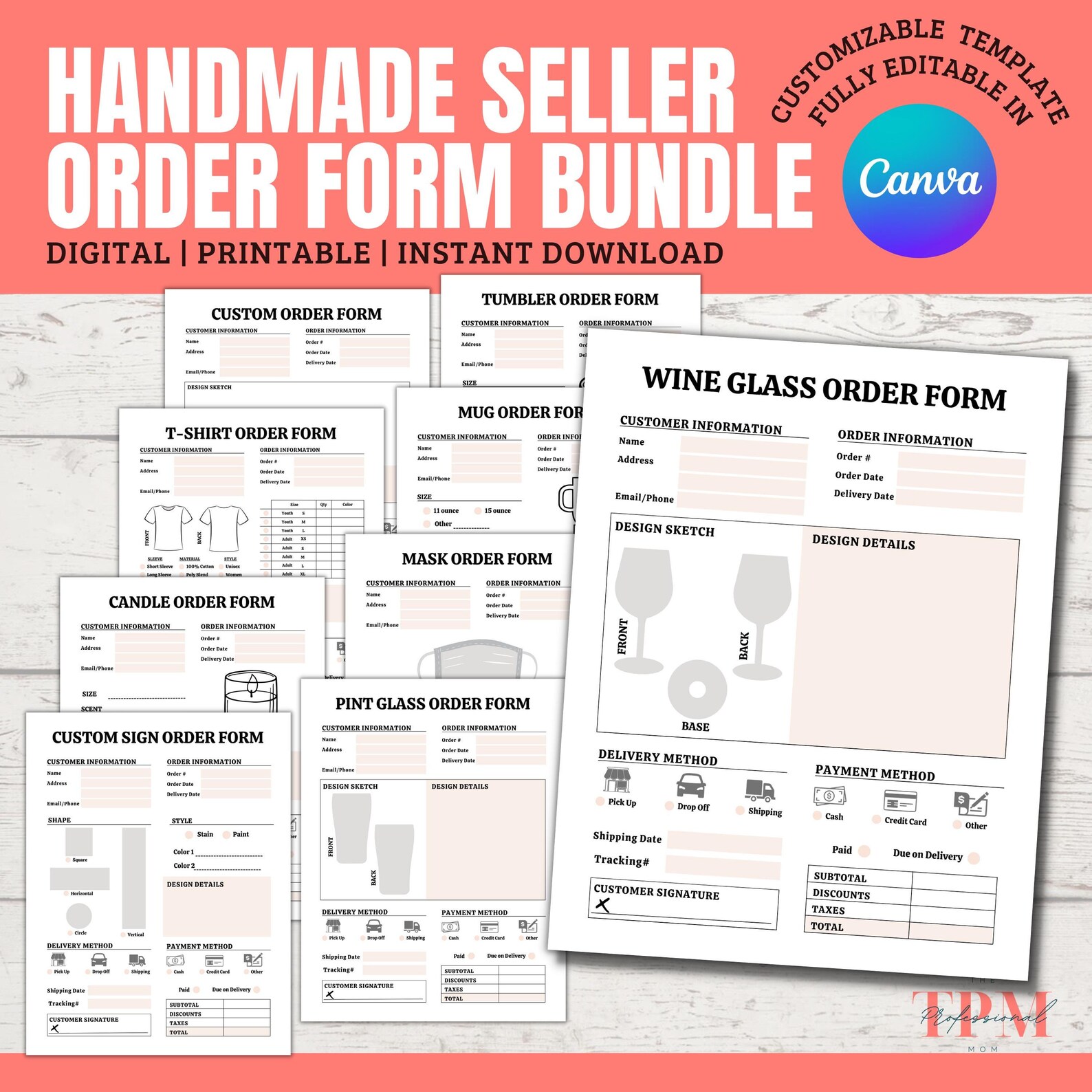 Handmade Seller Order Form Bundle, Editable Custom Craft Show Order ...