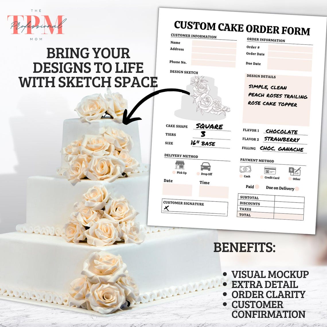 Cupcake Order Form Bundle, Custom Cake Order Form Template Editable ...