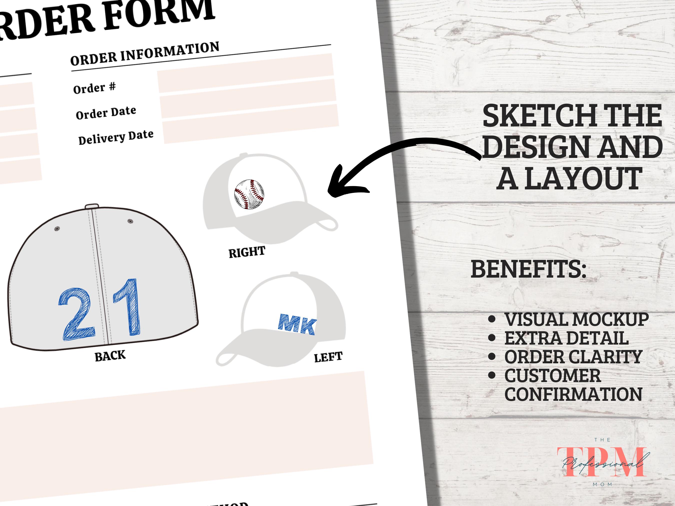 Custom Hat Order Form Editable Template, Fillable Hat Order Forms ...