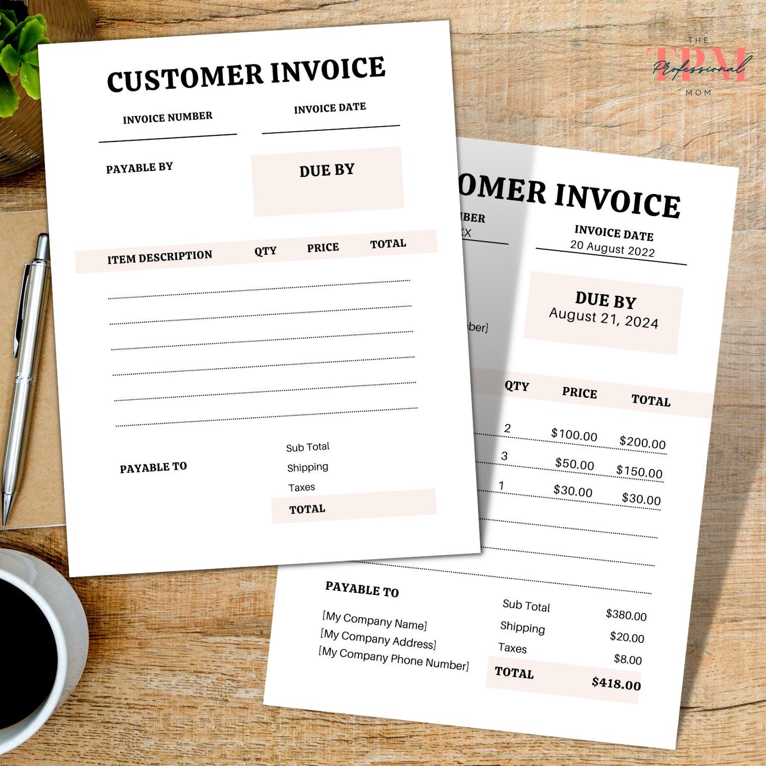 Editable Invoice Form, Order Invoice Template for Small Business ...