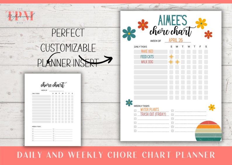 Adult Chore Chart Printable PDF, Daily Weekly Chores for Teens or Kids ...