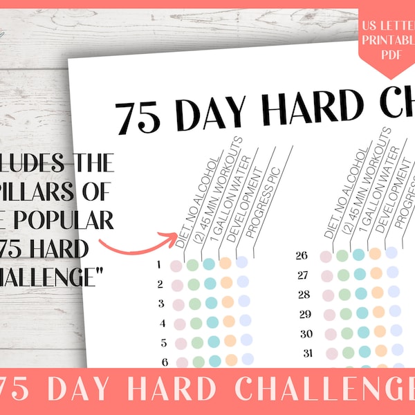 75 Challenge Poster - Etsy