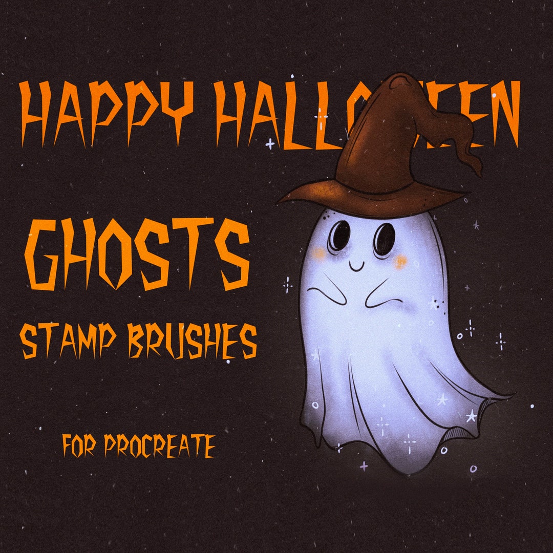 20 Halloween Ghosts Stamp Brushes for Procreate | Design Stamp Brushes ...