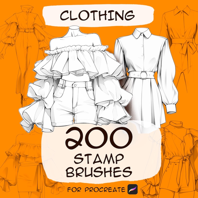 214 Clothing Stamp Brushes for Procreate. Cartoon Clothes Brushes ...