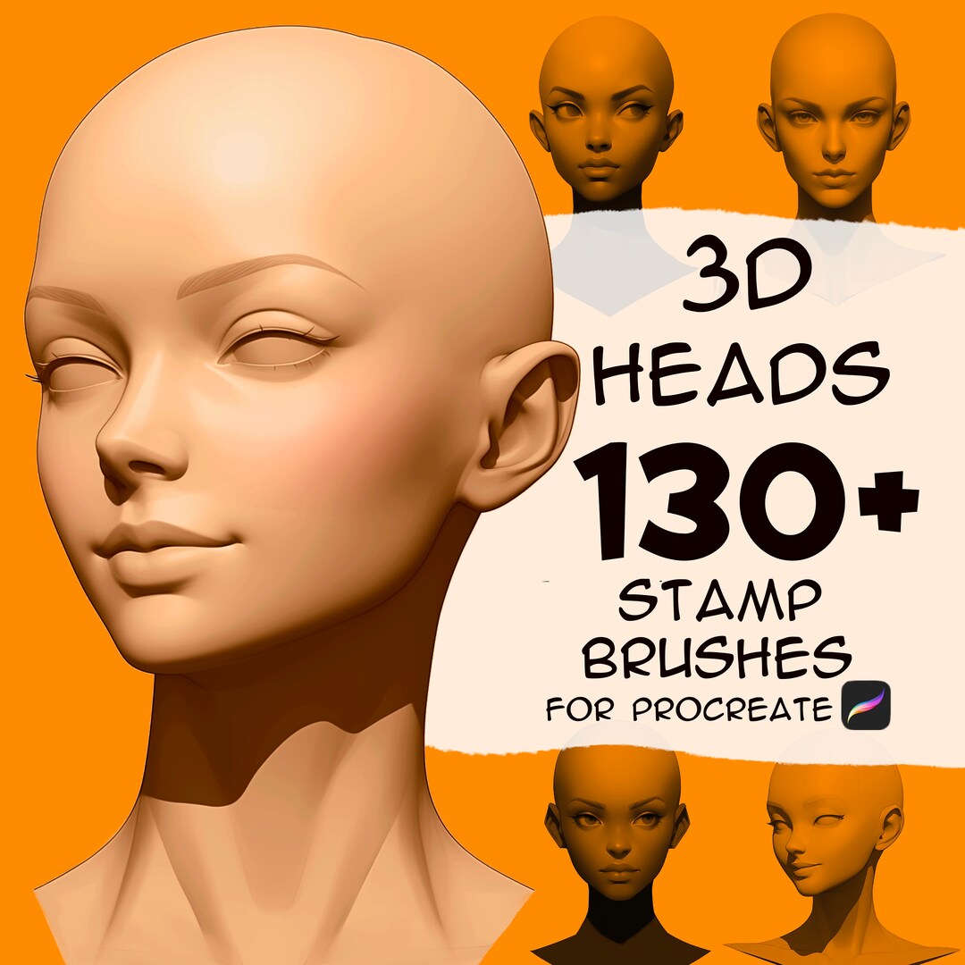 130+ 3D Head Stamp Brushes for Procreate, Procreate, Procreate Stamps ...