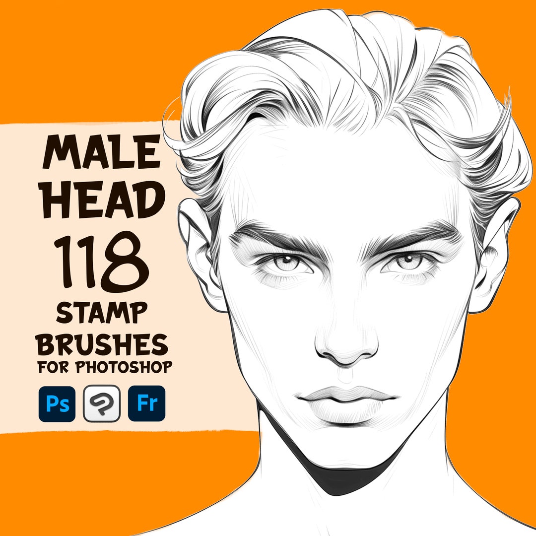 118 Male Head Stamp Brushes: Photoshop, Clip Studio, Affinity (digital ...