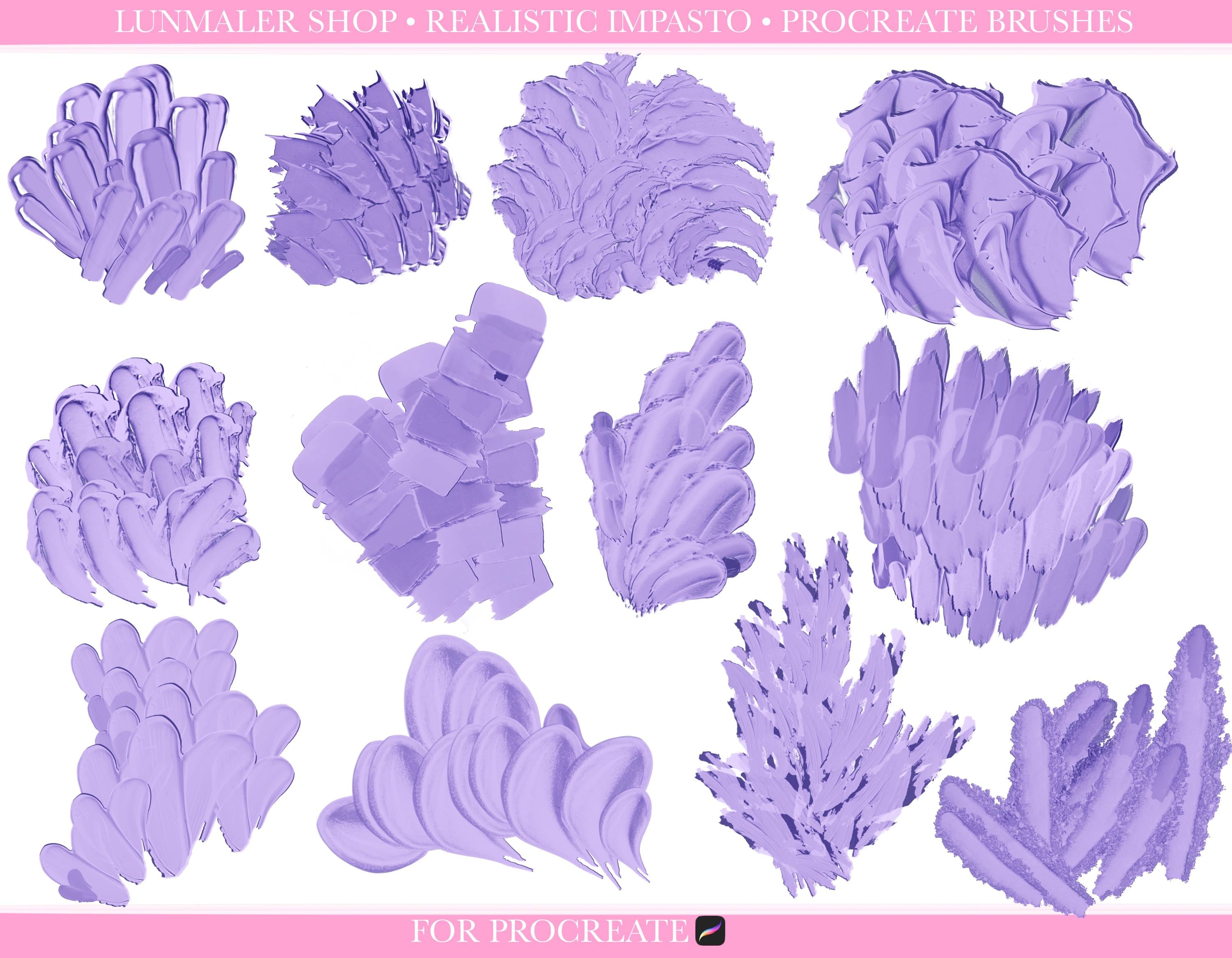 Impasto Stamp and Outline Brushes for Procreate. Oil, Gouache Realistic ...